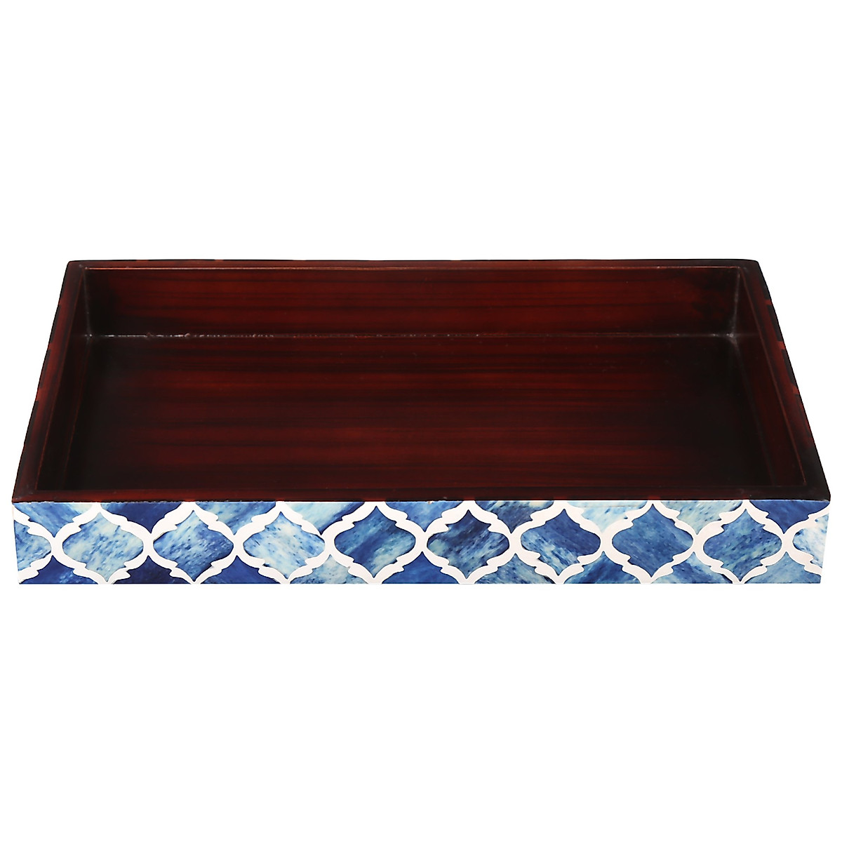 Handicrafts Home Handmade Moroccan Pattern 10x6 Towel Tray - Small Bathroom Tray, Guest Towel Holder, Decorative Napkin Holder, Bathroom Countertop Storage, Kitchen Hand Towel Holder Moroccan Blue