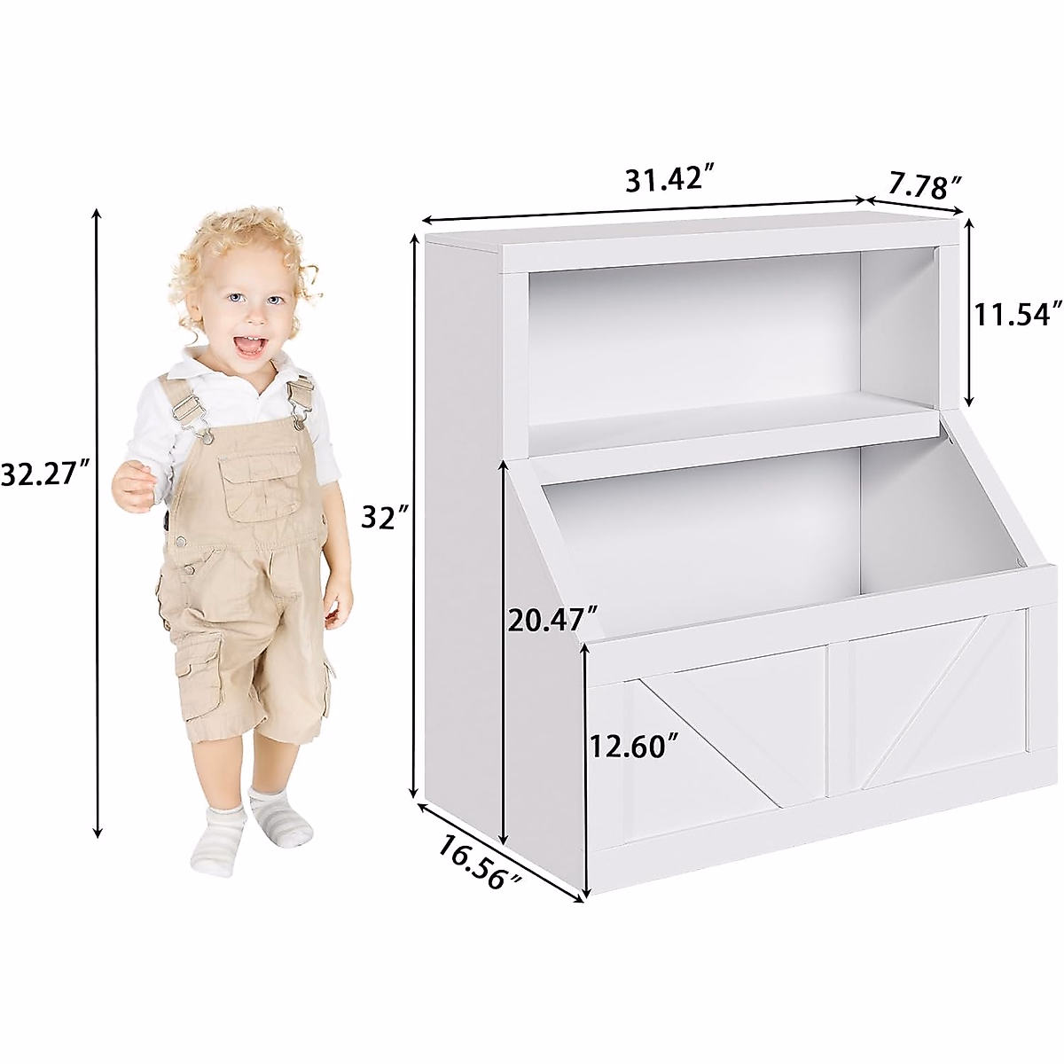 GAOMON Kids Bookshelf, Wooden Toy Storage Organizer with Cubby, Toddler Bookcases Fit for Playroom, Children's Room, Bedroom, Nursery School