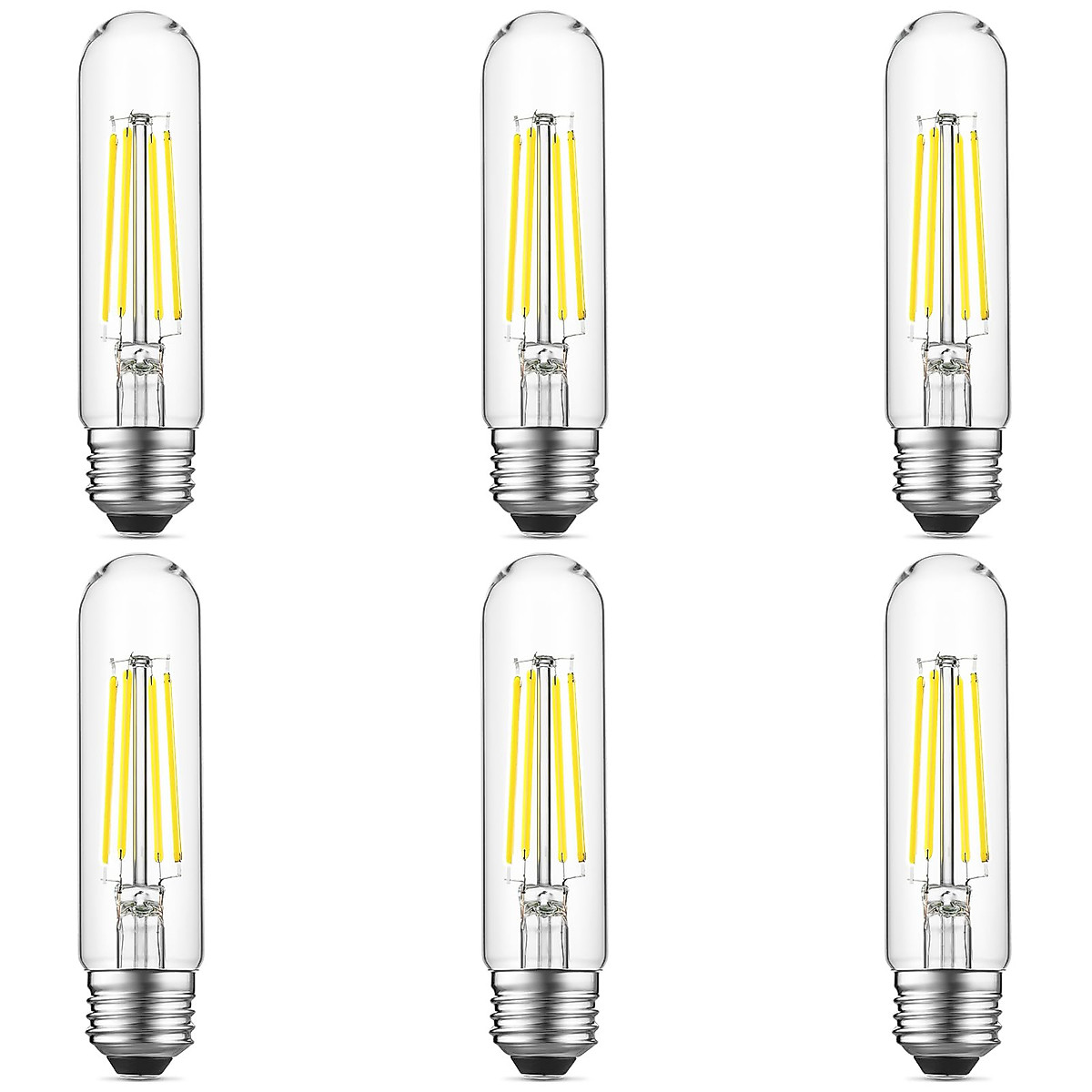 Gozelux E26 LED Bulb 6W Equal 60 Watt Light Bulbs Daylight 5000K E26 Edison Bulb AC120V 750lm Dimmable 5 Inch Long Tubular T10 LED Bulb for Rustic Pendant, Chandeliers, Wall Sconces, Pack of 6