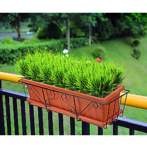 8 Pcs Artificial Outdoor Plants, Fake Plastic Greenery Shrubs Wheat Grass Outdoor Window Box Verandah Hanging Planter Indoor Outside Home Garde