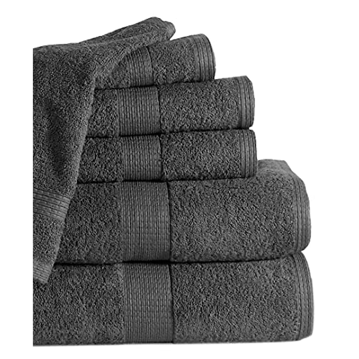 LANE LINEN Grey Bath Towels for Bathroom Set - 100% Cotton 6 Pc Towels Set, Absorbent Bathroom Towel Set, 2 Bath Towels, 2 Hand Towels, 2 Wash Cloths for Your Body and face-Grey Bath Towels Set