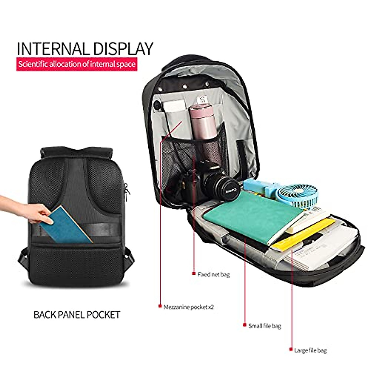 Novelty Smart LED Backpack Fashion Black Customizable Laptop Backpack Creative Christmas Gift School Bag (Black New Modol)