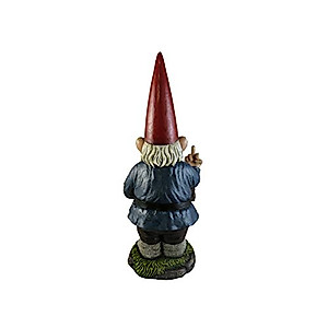 DWK Flipping Off Angry Outdoor Front Porch Garden Gnome Large Statue | Yard Ornaments Outdoors | Gnomes Garden and Yard Stuff | Fairy Garden Accessories Outdoor - 18"