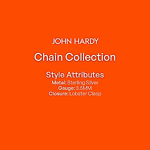 John Hardy Icon Classic Chain Collection Women's Chain Necklace, 3.5MM 925-Sterling Silver Hand-Woven Luxury Necklace with Pusher Clasp, Size 16"