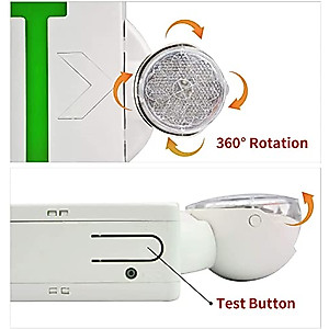 JW LIGHTING LED Exit Signs with Emergency Lights, Double Sided Adjustable LED Emergency Combo Light with Backup Battery, Hard Wired, Commercial Grade, 120-277V, Fire Resistant (UL 924) Green 6 Pack