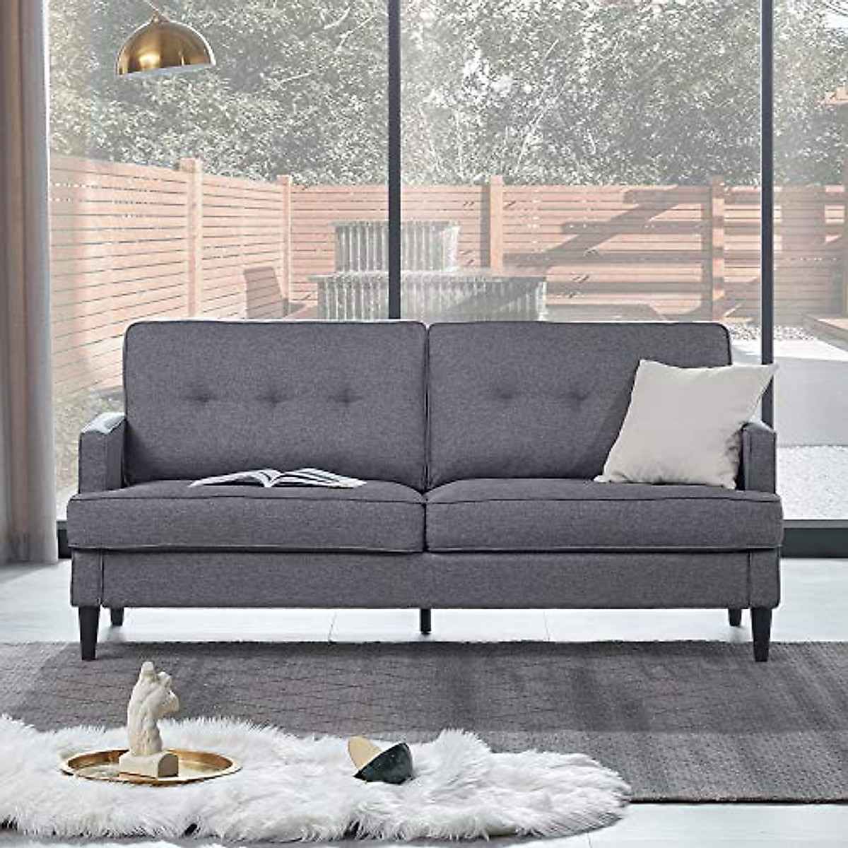 71" Modern Design Couch Soft Linen Upholstery Loveseat for Compact Living Space, Apartment, Dorm.