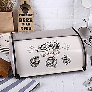 PENGKE Bread Box,Stainless Steel Bread Box for Kitchen,Metal Bread Bin with Lid,Bread Storage Bread Holder for Counter,Pack of 1