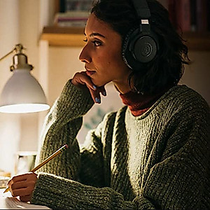 Audio-Technica ATH-M20xBT M20x Bluetooth Wireless Professional Monitor Headphones Bundle with Deco Gear Wood Headphone Display Stand Secure Tabletop Holder/Gaming Headset Hanger