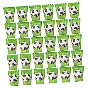 SHOWERORO 30pcs Popcorn Boxes Popcorn bracket Disposable football party supplies football kit popcorn cup Popcorn snack box supplies tableware green soccer ball green party favor bags