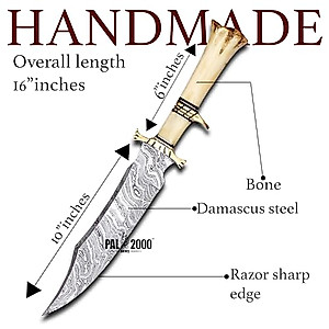 PAL 2000 KNIVES HUN-9871 Handmade Damascus Steel Predator Hunter Knife With Sheath