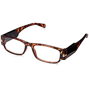 Foster Grant Lloyd Lightspecs Lighted Reading Glasses, Tortoise/Transparent, 59 mm