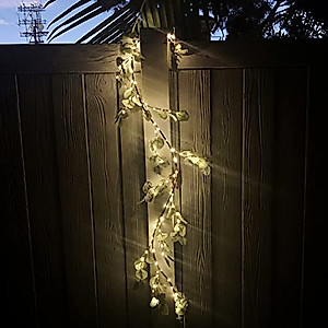 Lighted Eucalyptus Garland Vines with Lights Mantle Garland with Timer Battery Operated 6FT 96 LED for Wedding Decor Fall n Spring Decorations Christmas Fireplace Table Party Decor