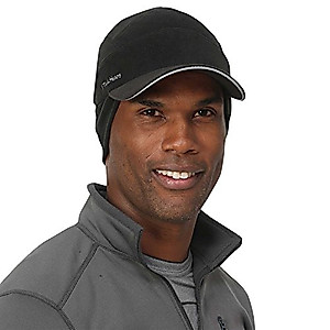 TrailHeads Men's Fleece Hat Baseball Cap - Drop Down Ear Warmer Flaps - Winter Caps for Men for Running, Golf, Hunting Black