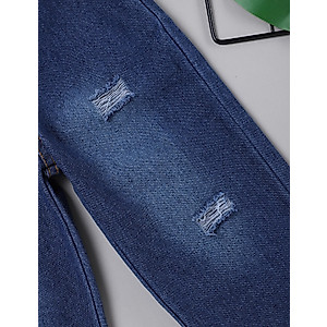 oklady Boy Clothes 5T 6T Long Sleeve Letter Sweatshirts Top and Ripped Jeans Pants Toddler Boys Fall Winter Outfits