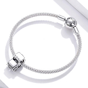 BISAER 925 Sterling Silver Car Charms Vehicle Travel Beads Charm for Bracelets Jewelry Gifts