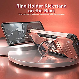 IDYStar Galaxy A71 5G Case with Screen Protector, Galaxy A71 5G Case, Shockproof Drop Test Cover with Car Mount Kickstand Lightweight Protective Cover for Samsung Galaxy A71 5G, Rose Gold