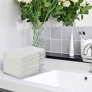 PHOGARY 10 Pack Microfiber Body Wash Mitts, Soft Face Mitten, Bath Spa Cloth, Reusable Makeup Remover Mitt Gloves, European Style Wash Cloth, 6×8 inch (White)