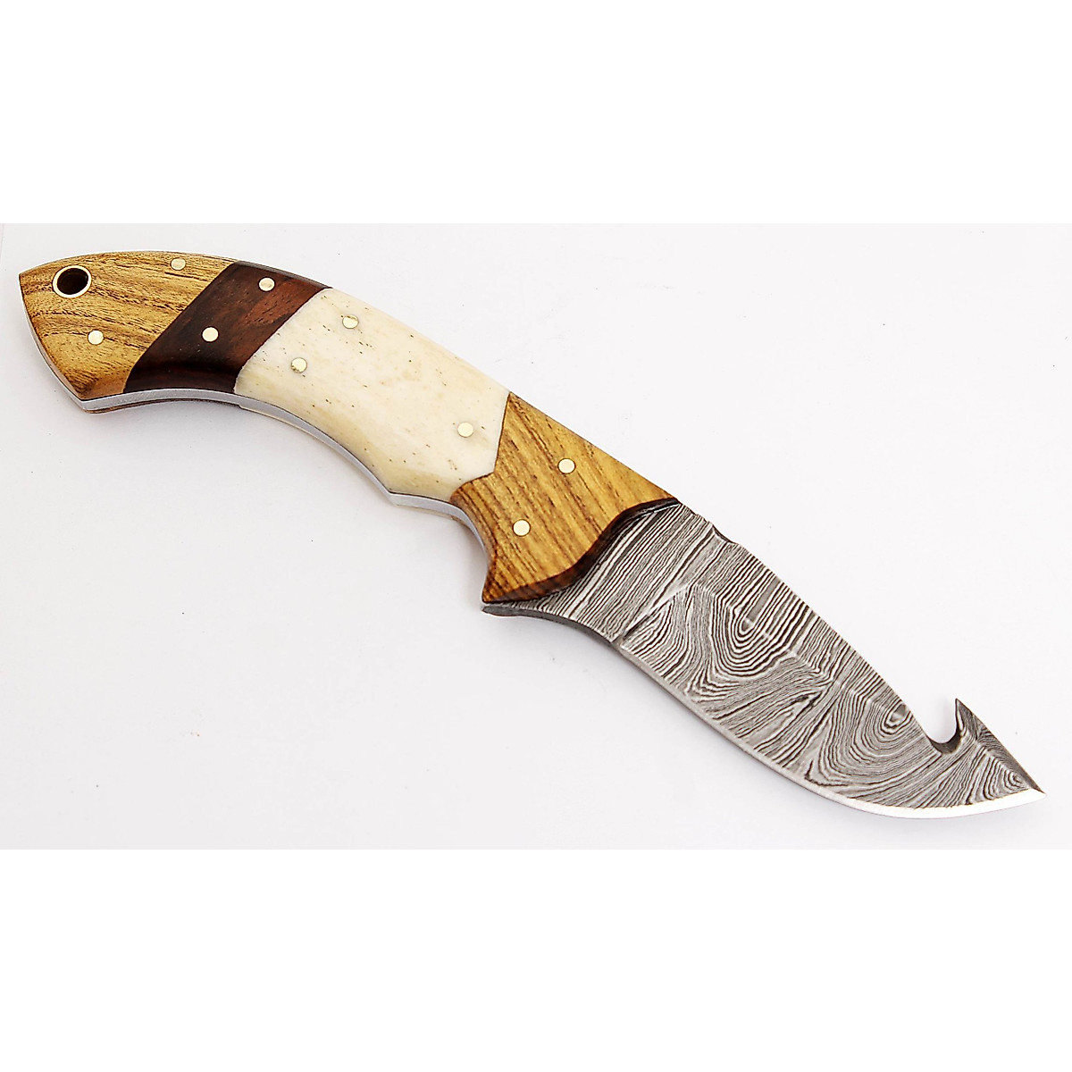 W Trading Custom hand made damascus steel blade gorgeous hunting knife with leather pouch. (2733) skinning knives for men best gift