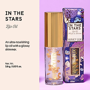 Winky Lux In The Stars Lip Oil, Non Sticky Lip Gloss Oil, Juicy Glossy Lip Balm, Vegan Hydrating Lip Oil with Jojoba Oil, Clear