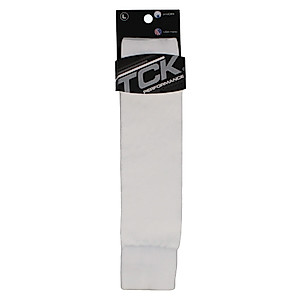 TCK Soccer Shin Guard Sleeves Football Leg Sleeves Youth Mens (White, Large)