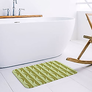 Prironde Front Door Mats Outdoor Indoor Kitchen Mat, Mid Century Abstract Geometry Green Pattern Entrance Doormat Non-Slip Bathroom Rugs Washable Floor Mats for Sink/Porch, 18" x 30"
