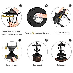 Solar Post Lights Outdoor, Solar Lamp Post Cap Lights for Wood Fence Posts Pathway, Deck, Pack of 2