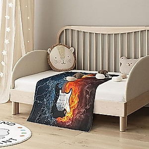 Electric Guitar in Fire and Water Newborn Swaddle Blanket, Soft Stretchy Baby Receiving Blanket for Boys and Girls, Perfect Shower Gifts, 40x30 Inch
