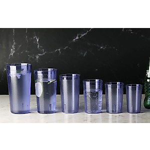 New Star Foodservice 46540 Tumbler Beverage Cup, Stackable Cups, Break-Resistant Commercial SAN Plastic, 5 oz, Blue, Set of 12