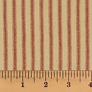 Primitive Red & Tea Dye Ticking Stripe Homespun Cotton Fabric by JCS - Sold by The Yard