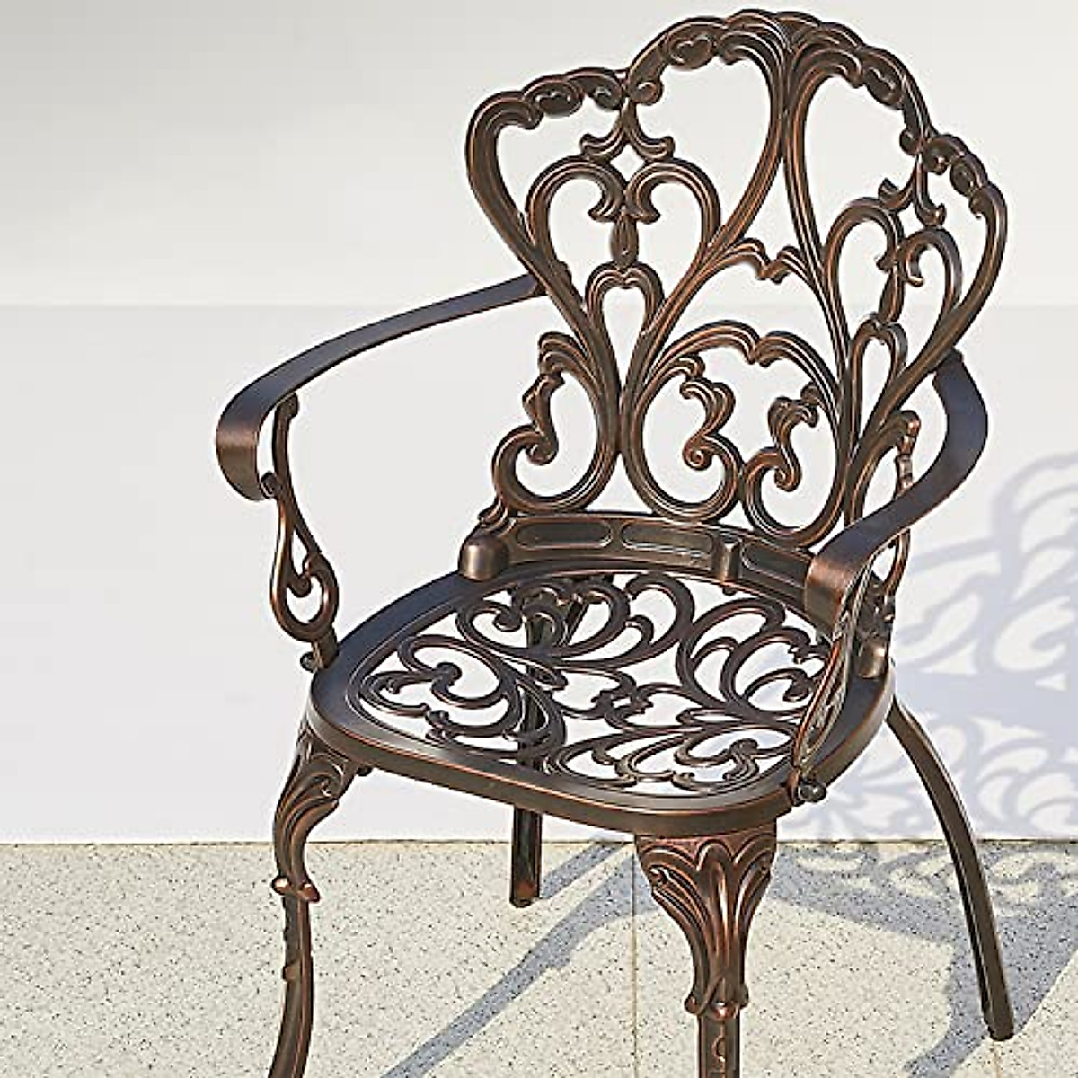 EESHHA Garden Bench 3 Pcs Cast Aluminum Set Garden Furniture Dining Table Chairs Antique Outdoor Seat Patio Seater