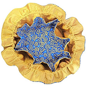 Drawstring Jewelry Pouch, Cotton and Raw Thai Silk, Small, Cobalt Blue