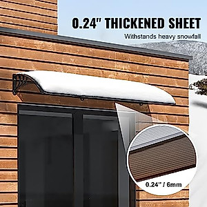 VEVOR Window Door Awning Canopy 120"x 40", UPF 50+ Polycarbonate Entry Door Outdoor Window Awning Exterior, Front Door Overhang Awning for Sun Shutter, UV, Rain, Snow Protection, Hollow Sheet