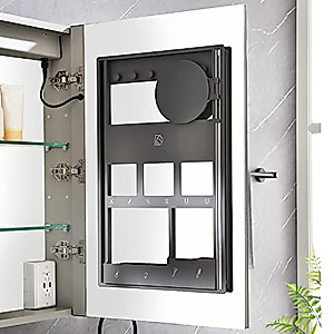 Liviza 40in. W x 30 in. H LED Rectangular Aluminum Alloy Recessed or Surface Mount Medicine Cabinet with Mirror, Lighted Medicine Cabinets for Bathroom W/Storage Shelves, Dimmable Light