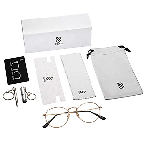 SOJOS Blue Light Blocking Computer Glasses Round Eyewear Anti Blue Light Lens Preppy Chic SJ5024 with Rose Gold Frame/Anti-Blue Light Lens