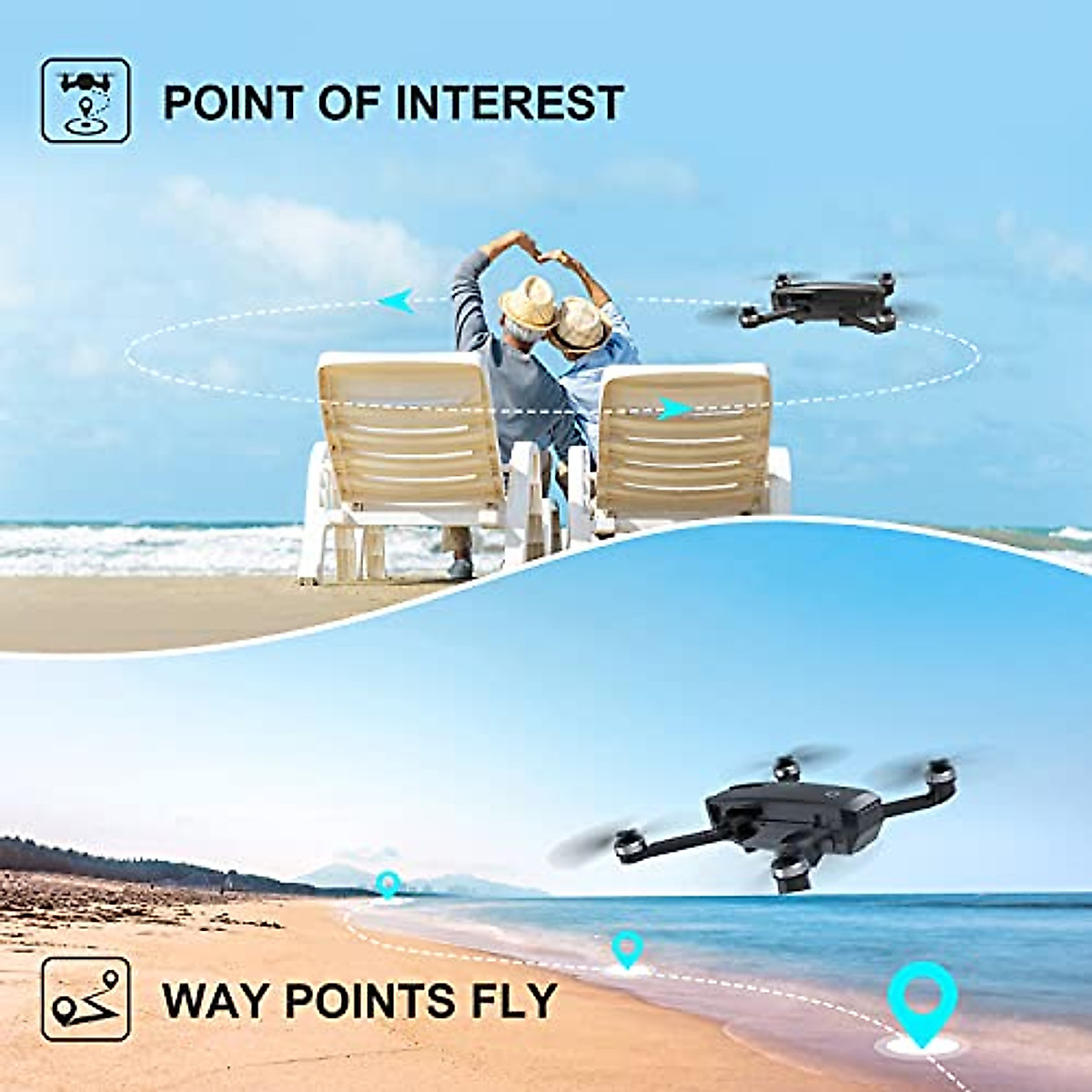 Holy Stone HS720 Foldable GPS Drone with 4K UHD Camera for Adults, Quadcopter with Brushless Motor, Auto Return Home, Follow Me, 52 Minutes Flight Time, Long Control Range, Includes Carrying Bag