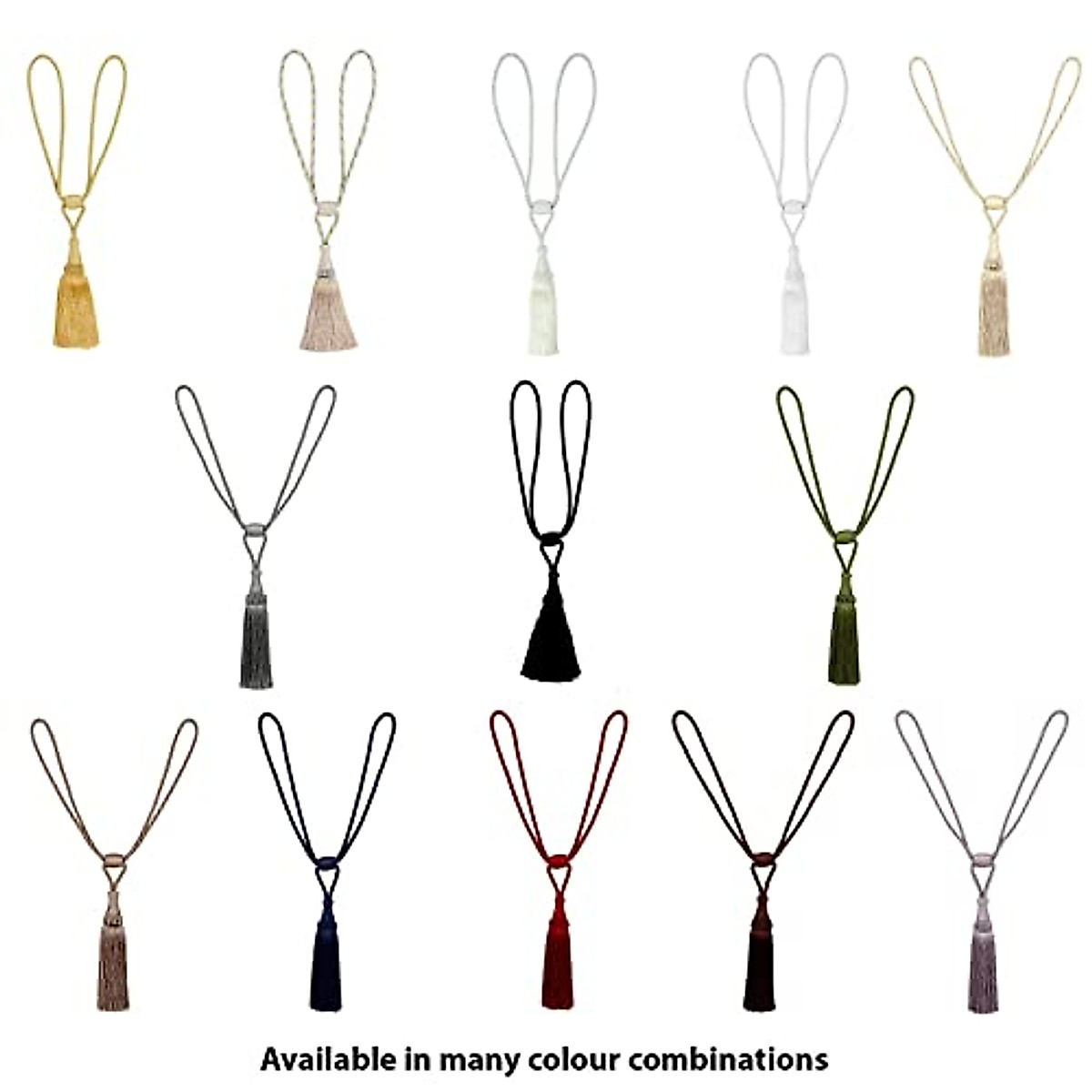 MALANOV 2 Pack Curtain Tiebacks Handmade Elegant Curtain Tie Backs Holdbacks with Tassel, Polyester Curtain Tieback for Home Office Hotel Decor - Green