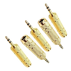 Sam&Johnny Stereo Audio Adapter 1/4 Inch(6.35mm) Female to 1/8 Inch(3.5mm) Male Stereo Headphone Adapter TRS Adapter for Aux Adapter, Guitar, Headphone, Amplifier(5-Pack)