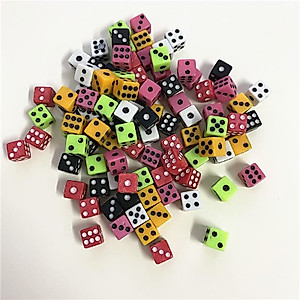 ZYM305 50Pcs/lot 8 * 8 * 8mm 6colors Plastic White Gaming Dice Six Sided Cube for Decider Birthday Parties Board Game Games Dice (Color : White)