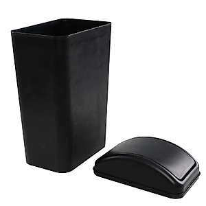 Readsky 3.5 Gallon Plastic Swing Lid Trash Can, Waste Bin with Swing Top, Black