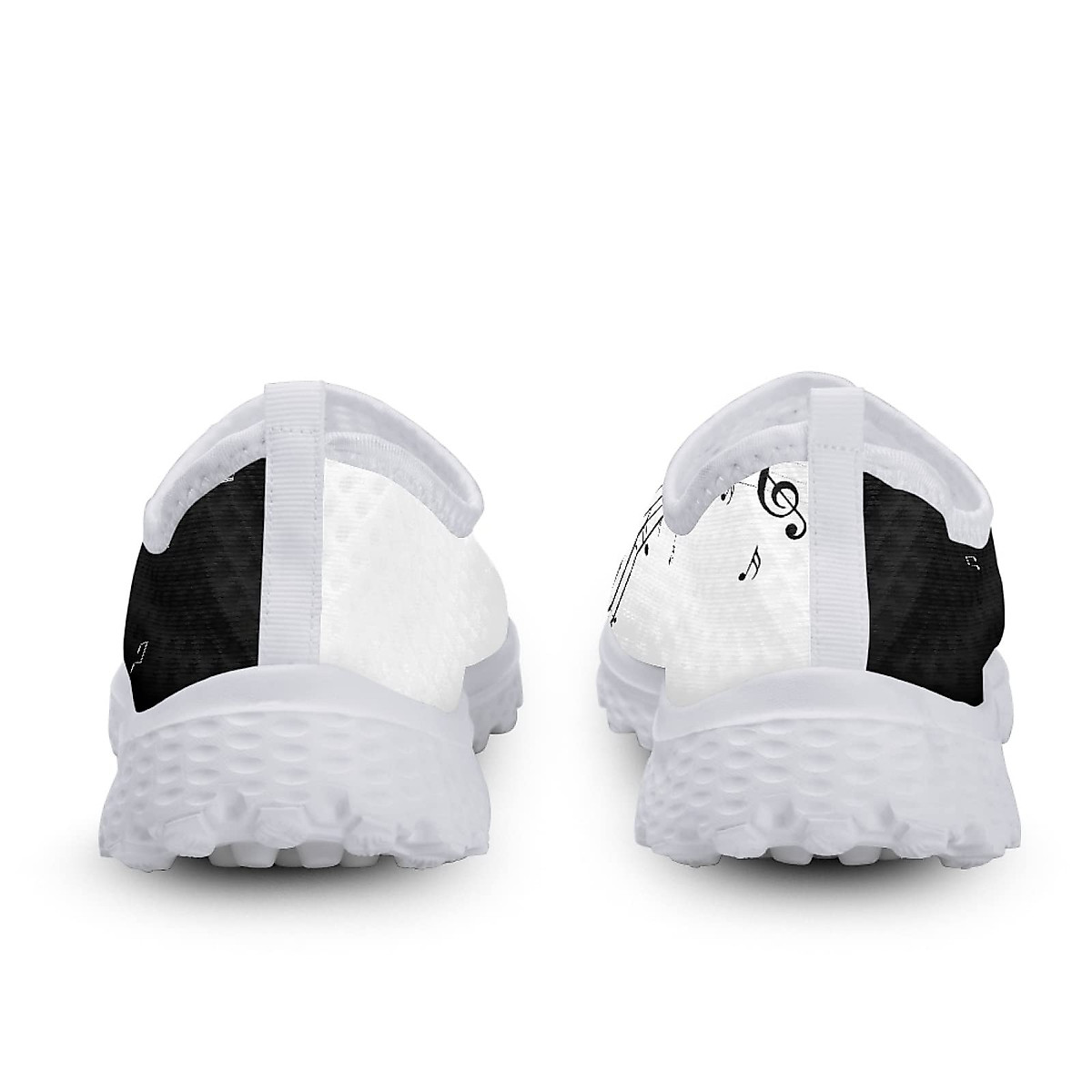 Coldinair Music Wall Art Music Note Women's Road Running Shoes Black White Treble Clef Prints Casual Sneakers Music Art Print Lady Girls Tennis Walking Shoe Workout Shoes for Tennis Gym