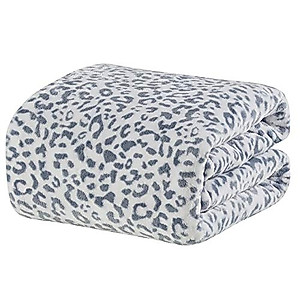 Noble House by Décor&More Extra Heavy and Plush Oversized Throw Blanket (50" x 70") - Grey&White Leopard