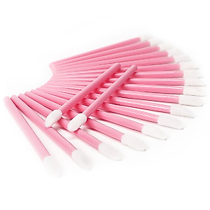 AKStore 200 Pcs Disposable Lip Brushes Make Up Brush Lipstick Lip Gloss Wands Applicator Tool Makeup Beauty Tool Kits Pink