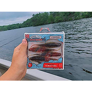 Catch Co 10,000 Fish Yoto Worm Soft Plastic Creature Bait Fishing Lure Watermelon Red Flake 4.75"