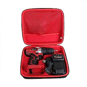 Hermitshell Hard Travel Case for Avid Power 20V MAX Lithium Ion Cordless Drill, Power Drill Set with 3/8 inches Keyless Chuck, Variable Speed, 16 Position and 22pcs Drill/Driver Bits (Black+Red)