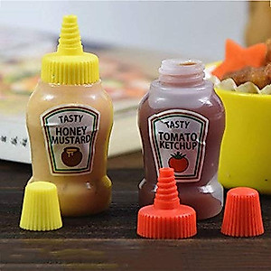 Mini Ketchup Bottles,2pcs Mini Condiment Squeeze Bottles Small Sauce Container Cute Squirt Honey Salad Dressing Container