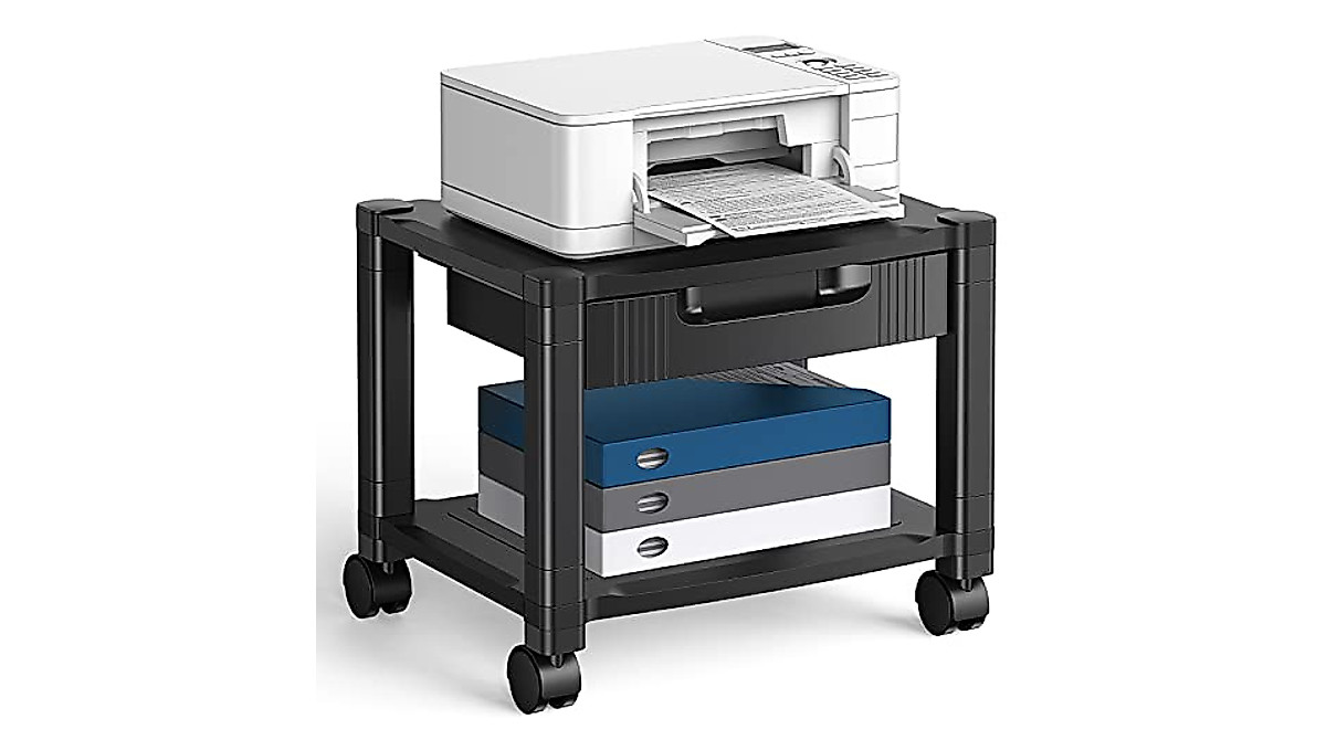 HUANUO Under Desk Printer Stand with Storage & Wheels