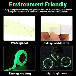 Gwikylo Glow Tape Glow in The Dark 1 Inch x 25 Feet Waterproof Green Fluorescent Tape for Halloween Decorations Outdoor Luminous Tape…