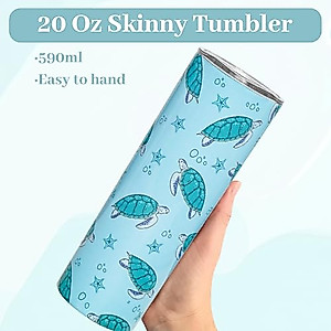 Sea Turtle Tumbler - 20 Oz Cute Turtle Gifts, Coffee Mug Cup Water Bottle for Cold or Hot Drinks