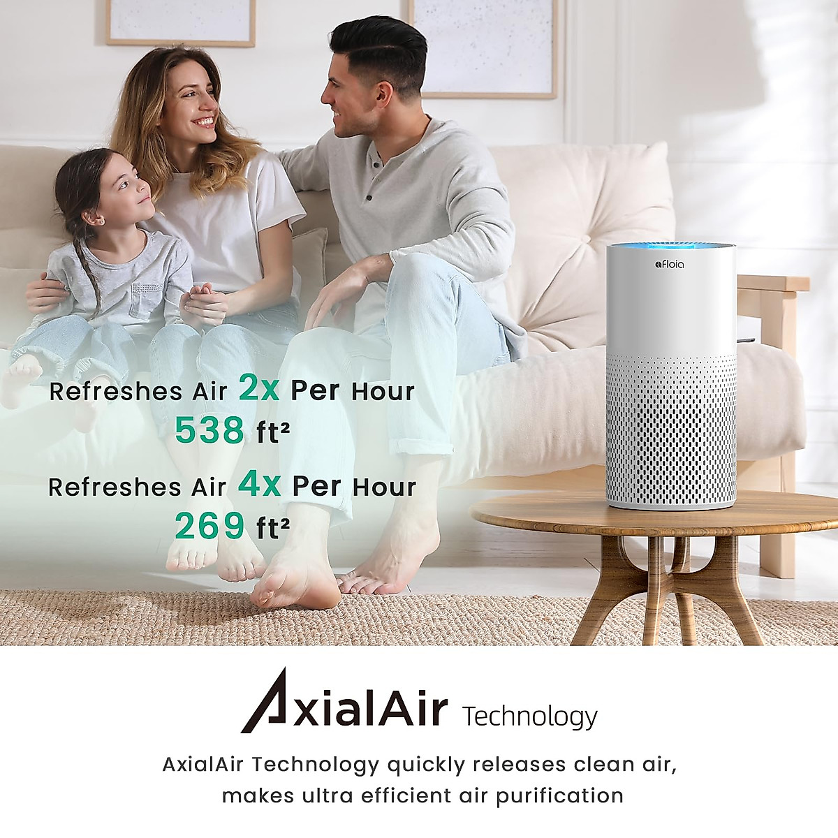 Afloia Air Purifiers for Home Large Room Up to 1076 Ft² with Smart WiFi White, 2 Packs Afloia Pet Allergy Filter