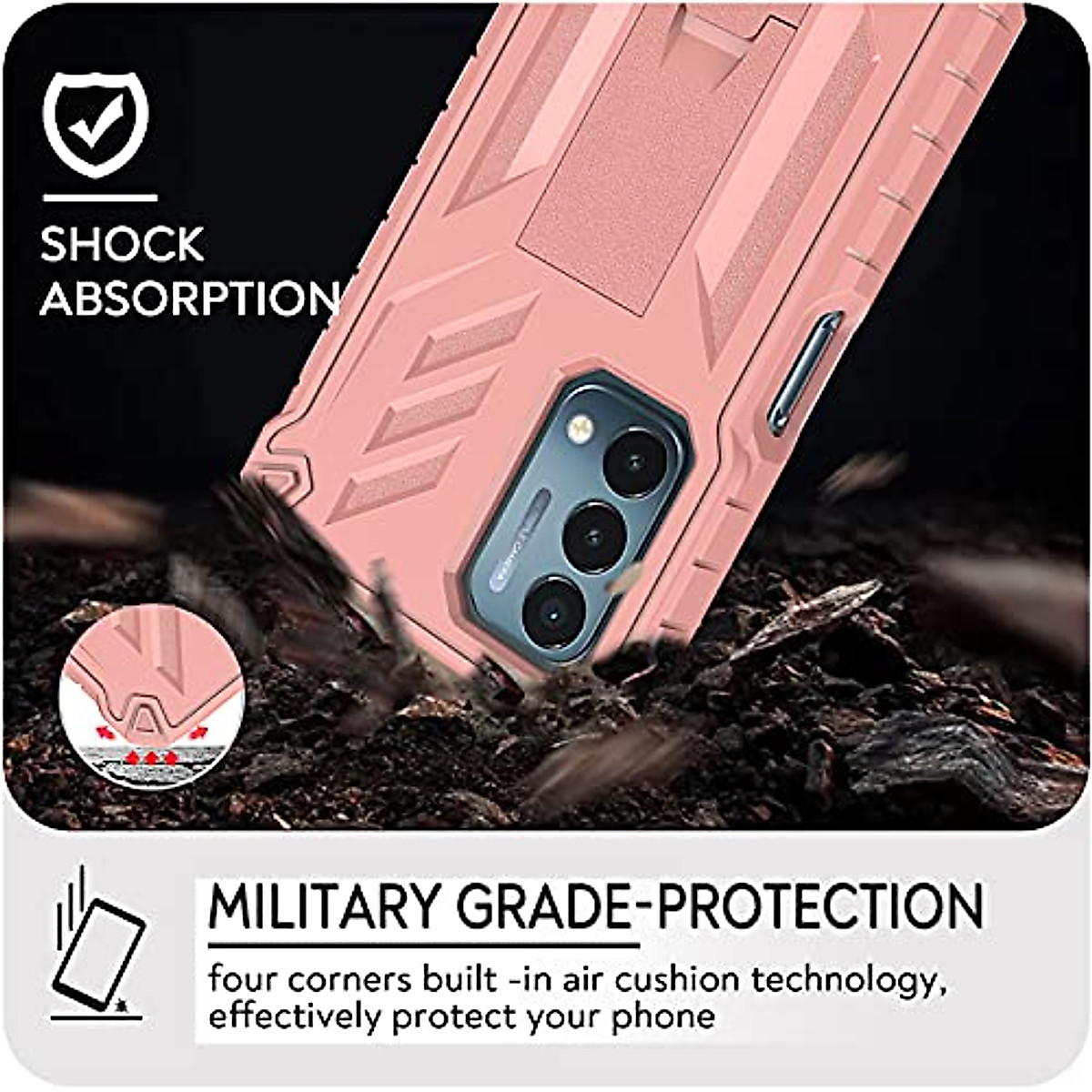Case for OnePlus Nord N200 5G Case with Screen Protector x2 Tempered Glass [Rotating Belt Clip Holster] [Kickstand] Military Grade Heavy Duty Bumper Shockproof Full Body Protection Nord N200 5G Case-4
